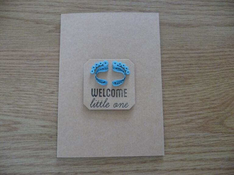 Baby Feet Card- Blue - Quilling By Kath